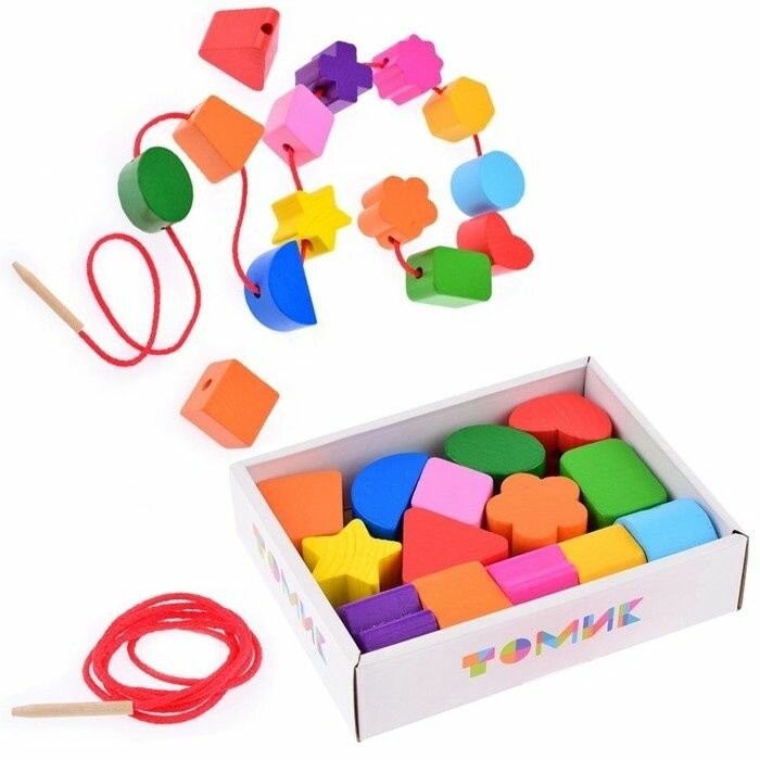 Счетный материал Томик деревянный "Первые Бусы, Геометрия" 15 деталей (1-71)