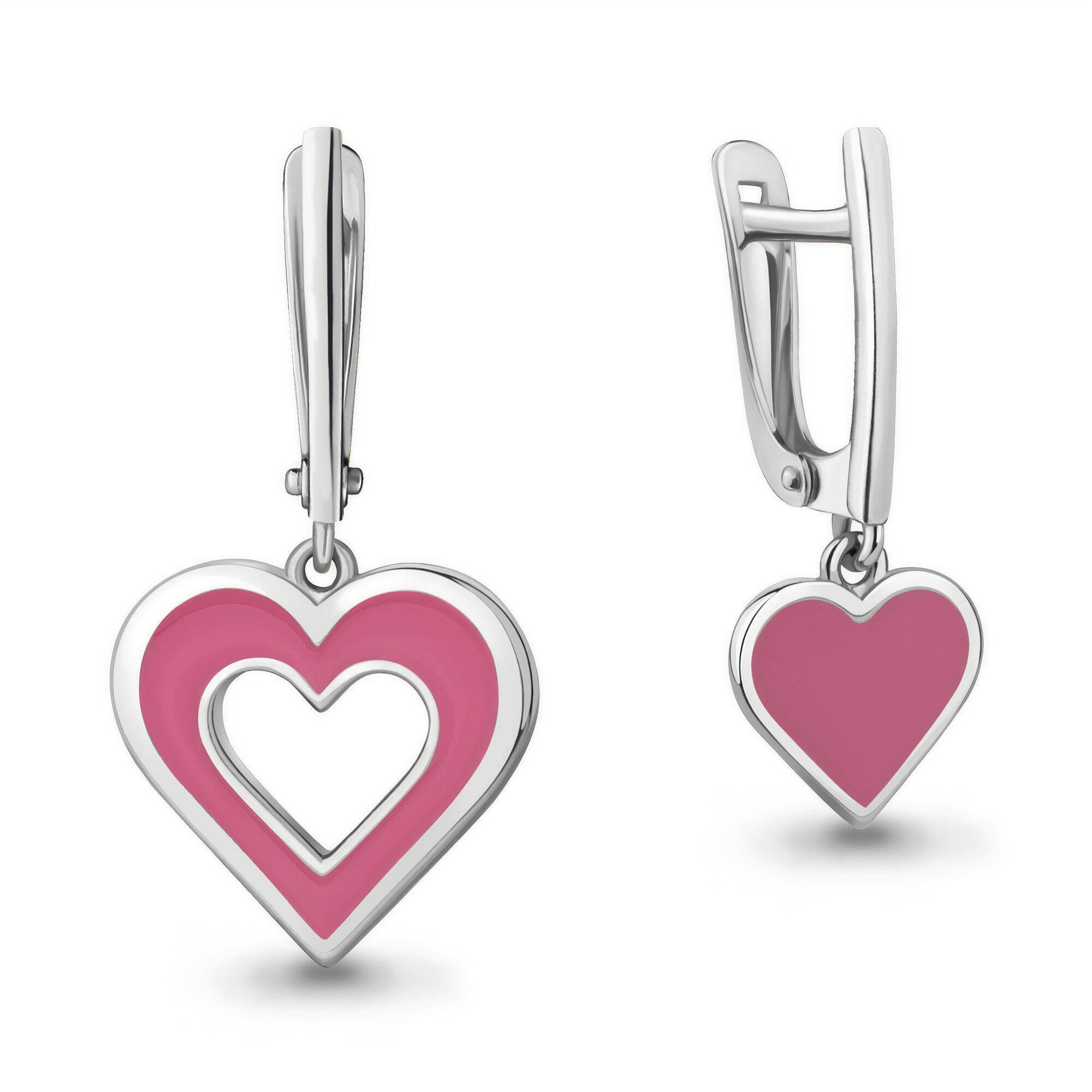 Серьги с подвесками, серебро, 925 проба, родирование, эмаль