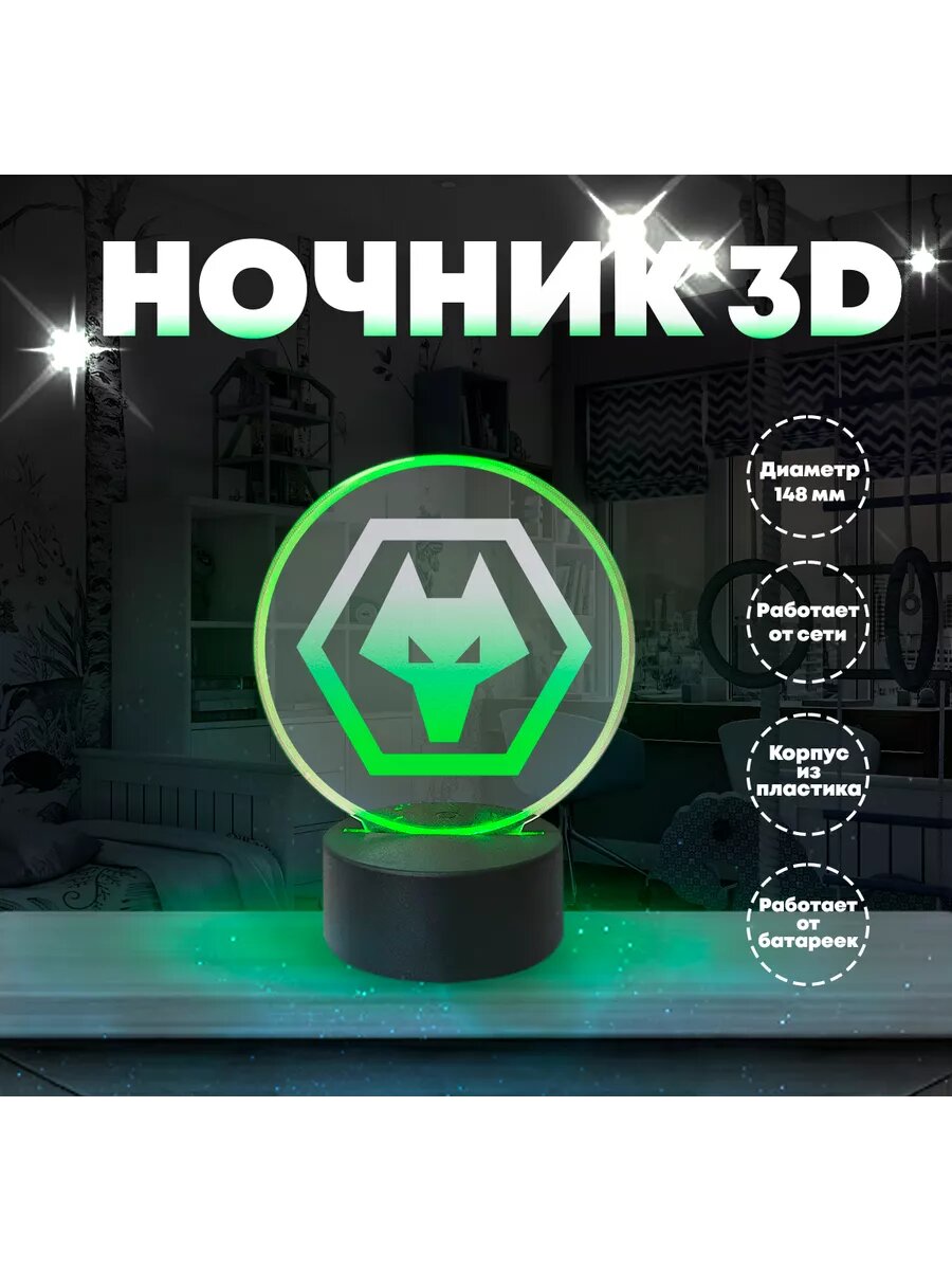 Ночник светильник светодиодный клуб Вулверхэмптон Уондерерс