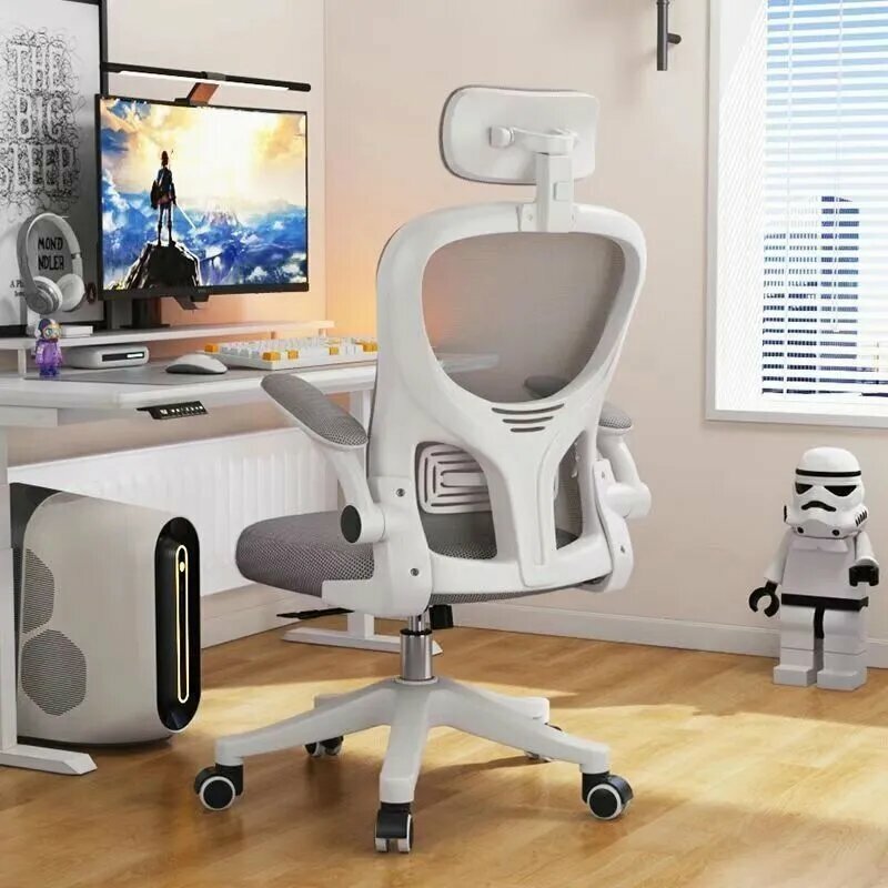 Игровое кресло Black Pro 3D, с подголовником, усиленная рама, 120кг, Белая рамка, белая сетка