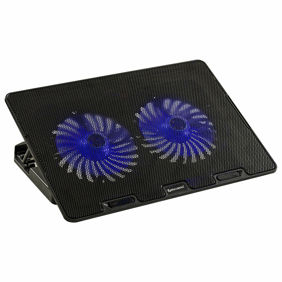 Подставка для ноутбука с охлаждением, 2 порта USB-A, LED-подсветка, 352х252 мм, BRAUBERG, 513617, 513617