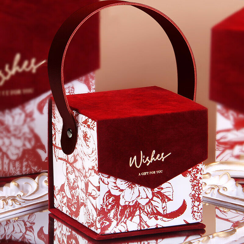 Ouliwen Wedding Favor Candy Gift Box, High-End Box for Lipstick, Birthday Gift, Holiday Cosmetics, Snack Packaging, Gift Box, Empty Box 14*14*14cm, Wine Red