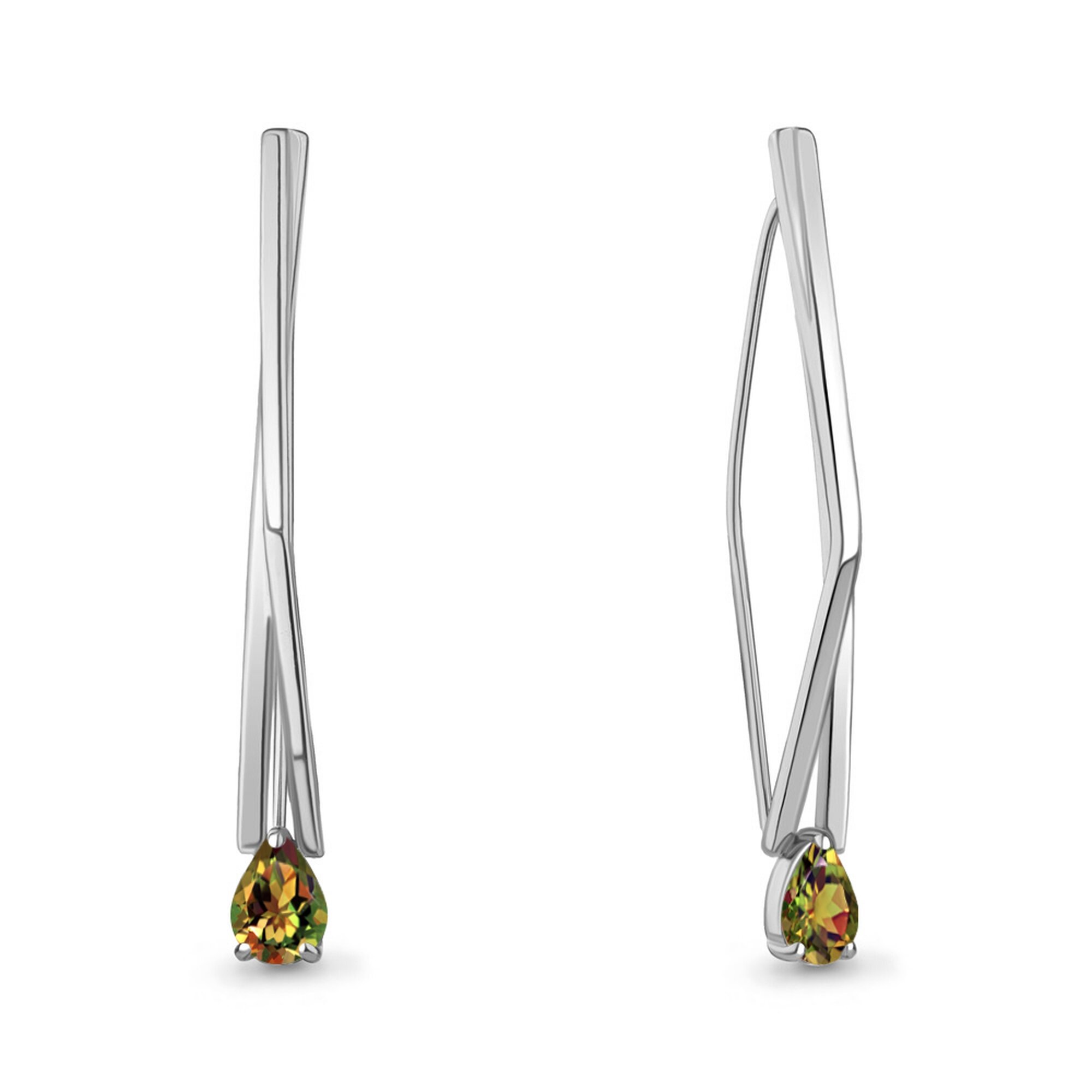 Серьги, серебро, 925 проба, родирование, султанит