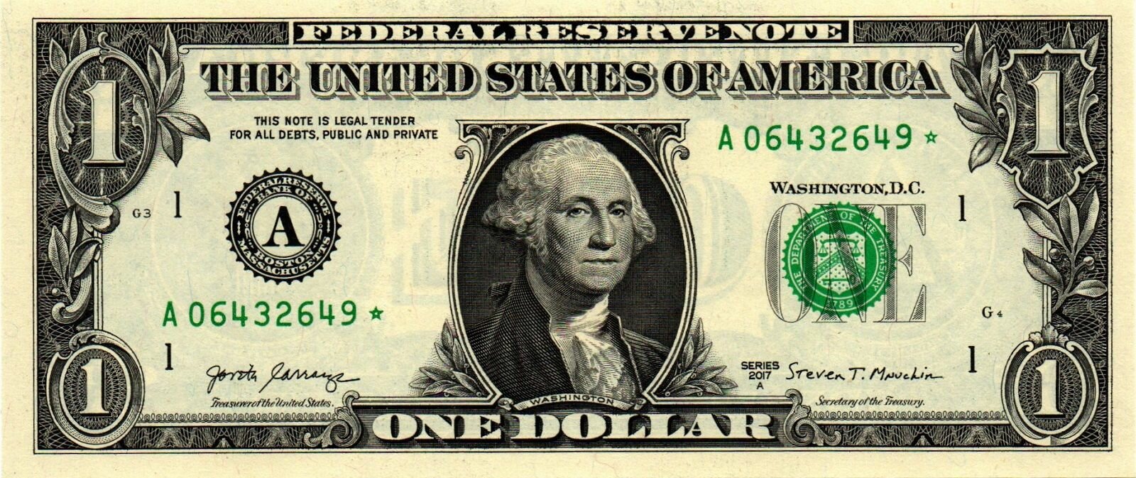 Доллар 2017 года США 06432649 * звезда Н