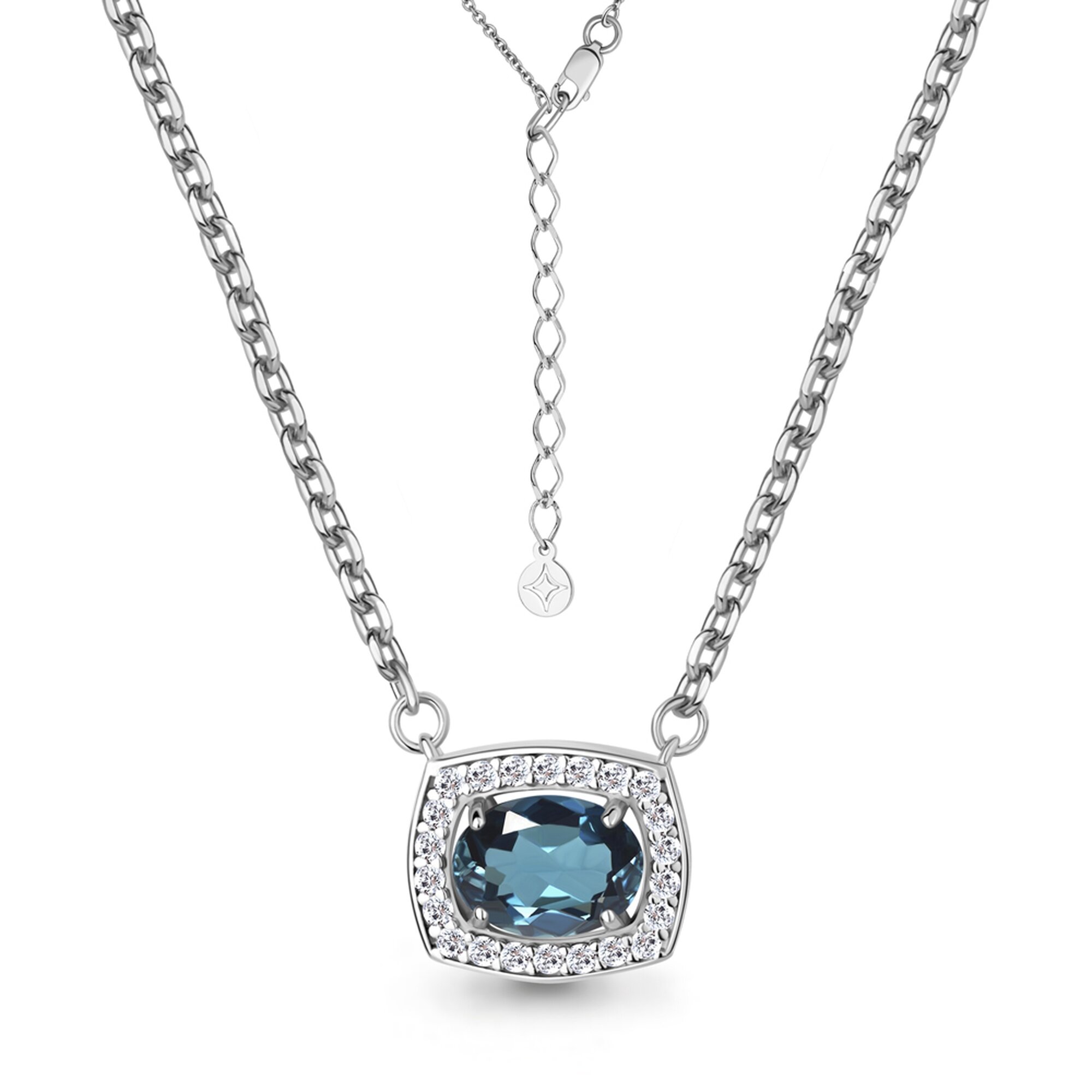 Колье, серебро, 925 проба, родирование, фианит, топаз