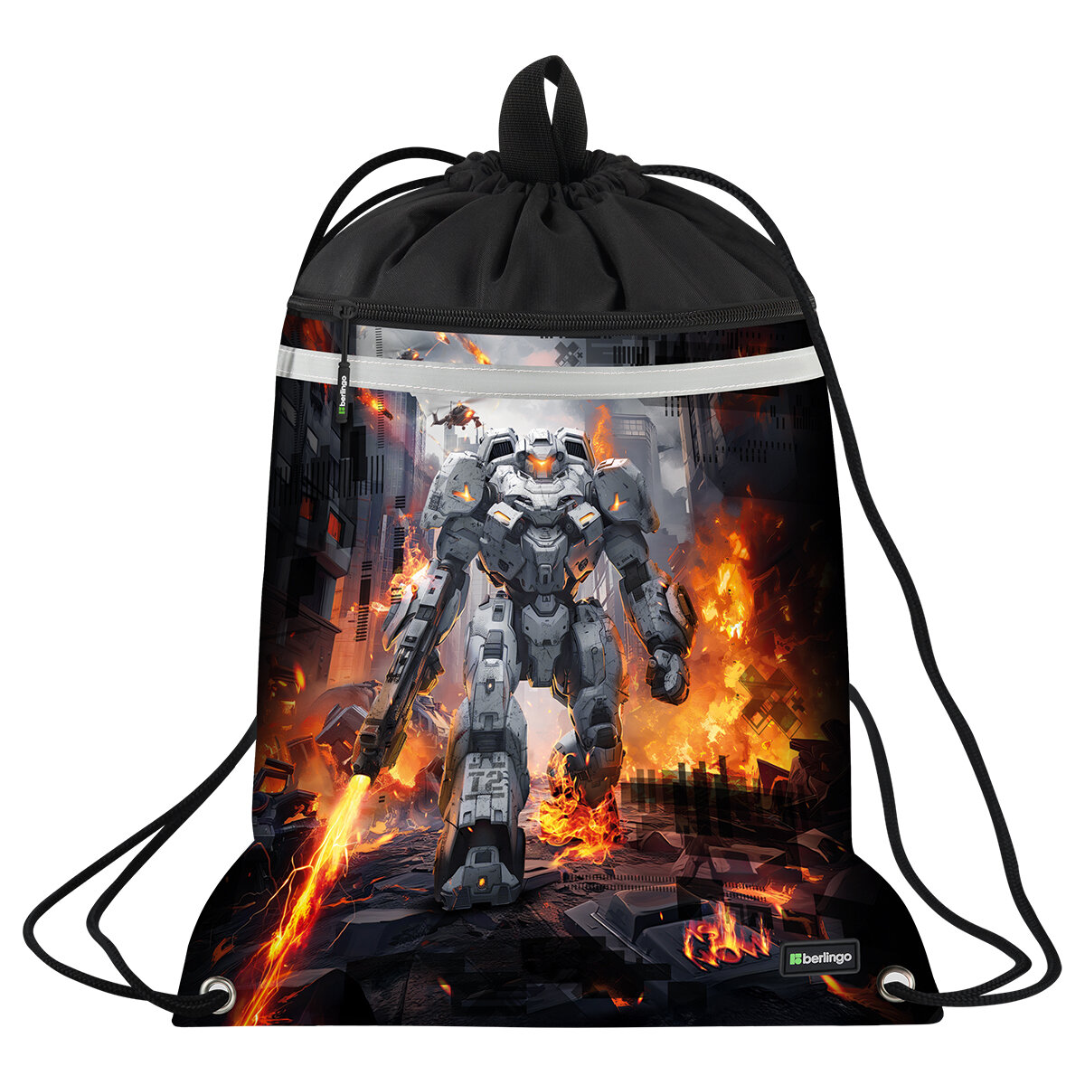 Мешок для обуви 1 отделение Berlingo "Battle For The Future", 360*460мм, вентиляционная сеточка , светоотражающая лента, карман на молнии