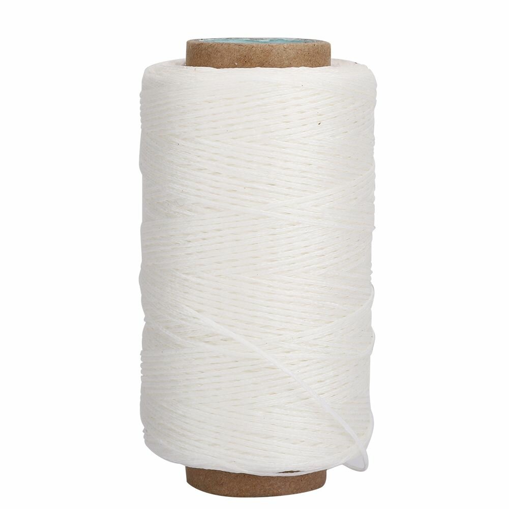 Белый 820,2-футовый вощеный шнур ручной работы с плоским швом, 150D DIY кожаные швейные аксессуары для проектов ручной работы, декоративный шнур для вышивания