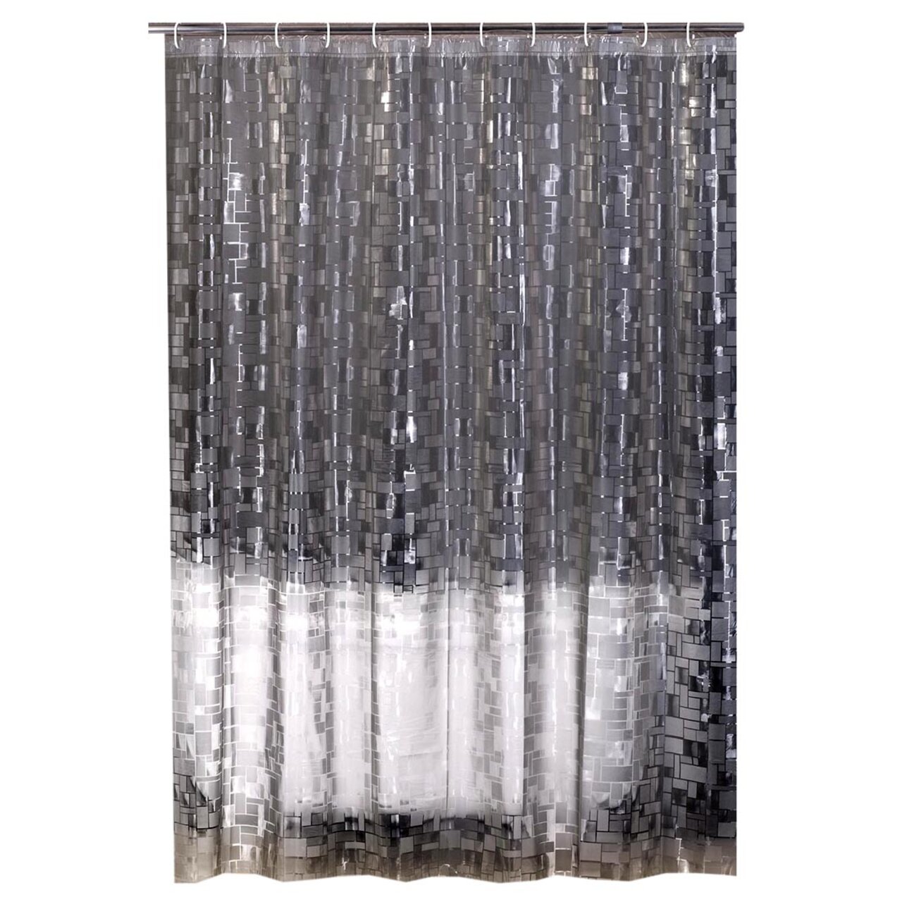 Занавеска для ванной из PEVA с плиткой серебристой, 180x180 см, водоотталкивающая