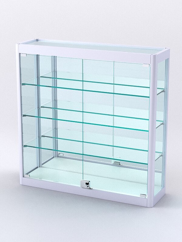 Витрина из профиля настольная "вайб" №1-3П-З-200 (задняя стенка Зеркало), Белый