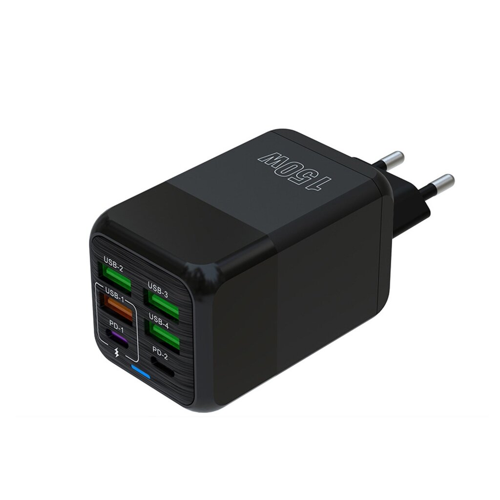 150 Вт (4U + 2C)-черный-Вилка европейского стандарта