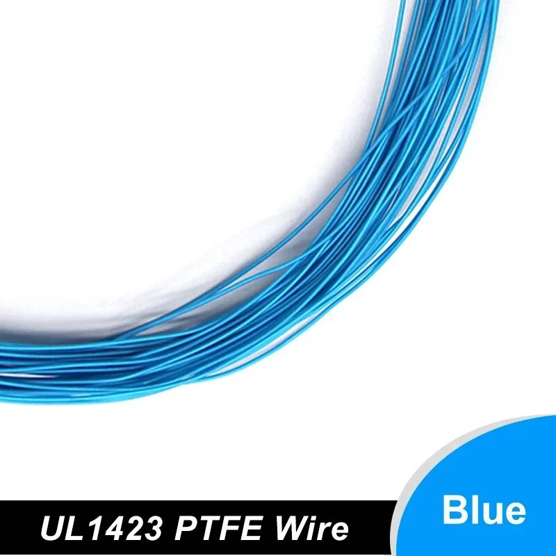 Одножильный посеребренный медный провод PTFE 38/36/34/30/28/26/24AWG 36AWG, Blue, 5M
