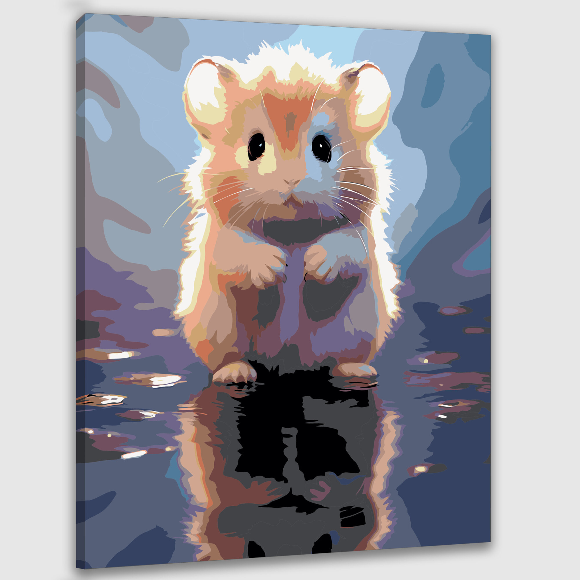 Картина по номерам 40x50 см, цифровая картина, хомячок, задумчивый взгляд, лапки, отражающая поверхность