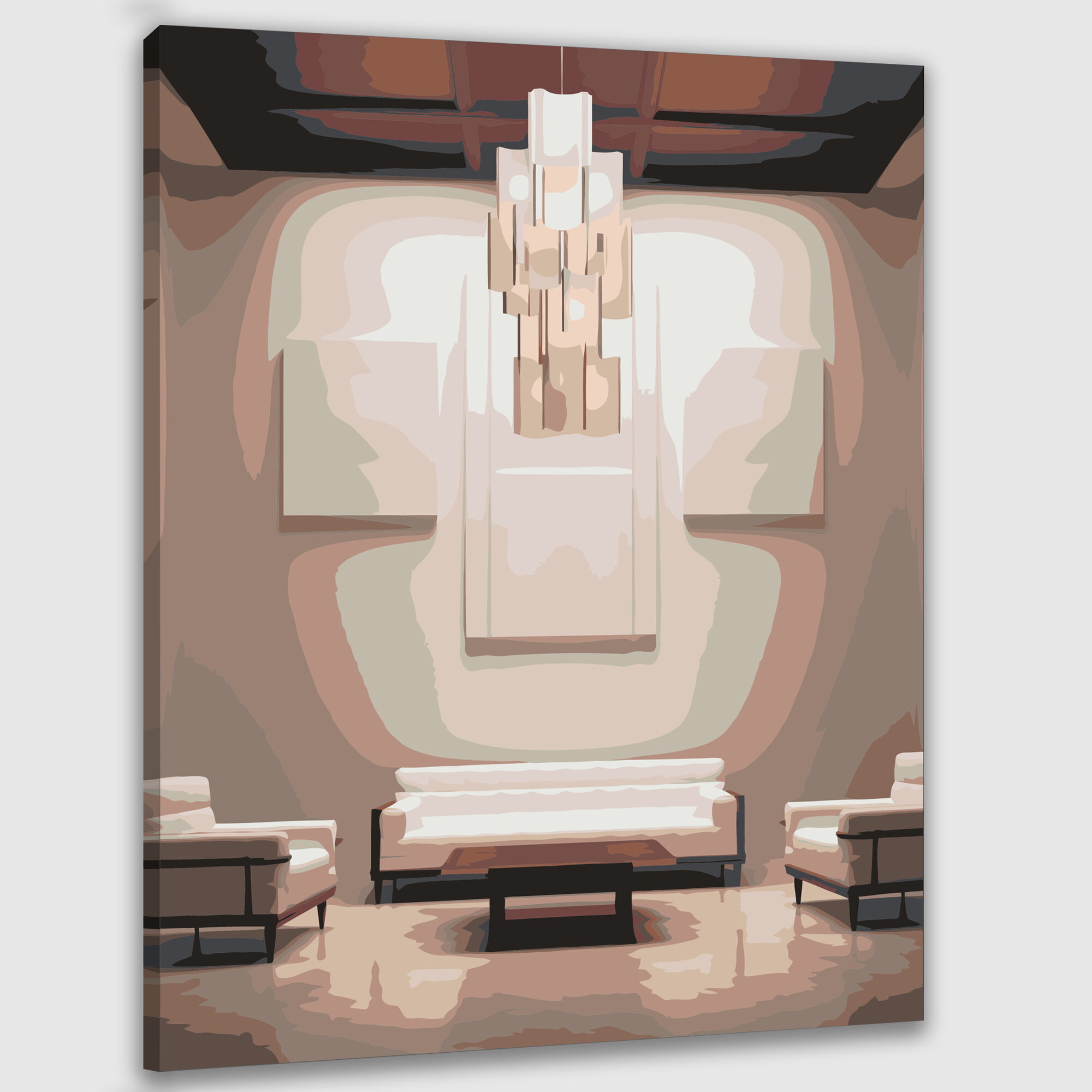 Картина по номерам 40x50 см, минимализм, интерьер, симметрия, мебель, искусство, архитектура, детали