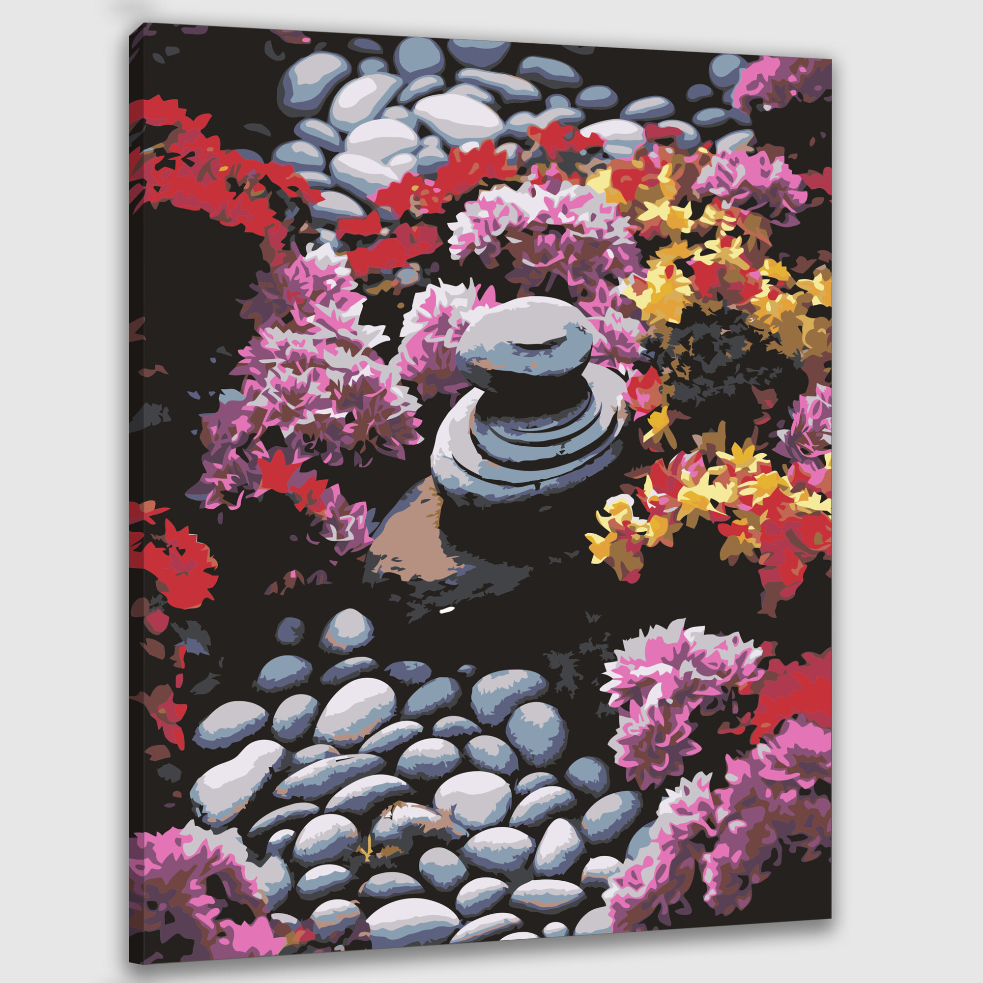 Картина по номерам 40x50 см, сад, дзен, фотография, цветы, лепестки, ветер, спокойствие, природа, гармония