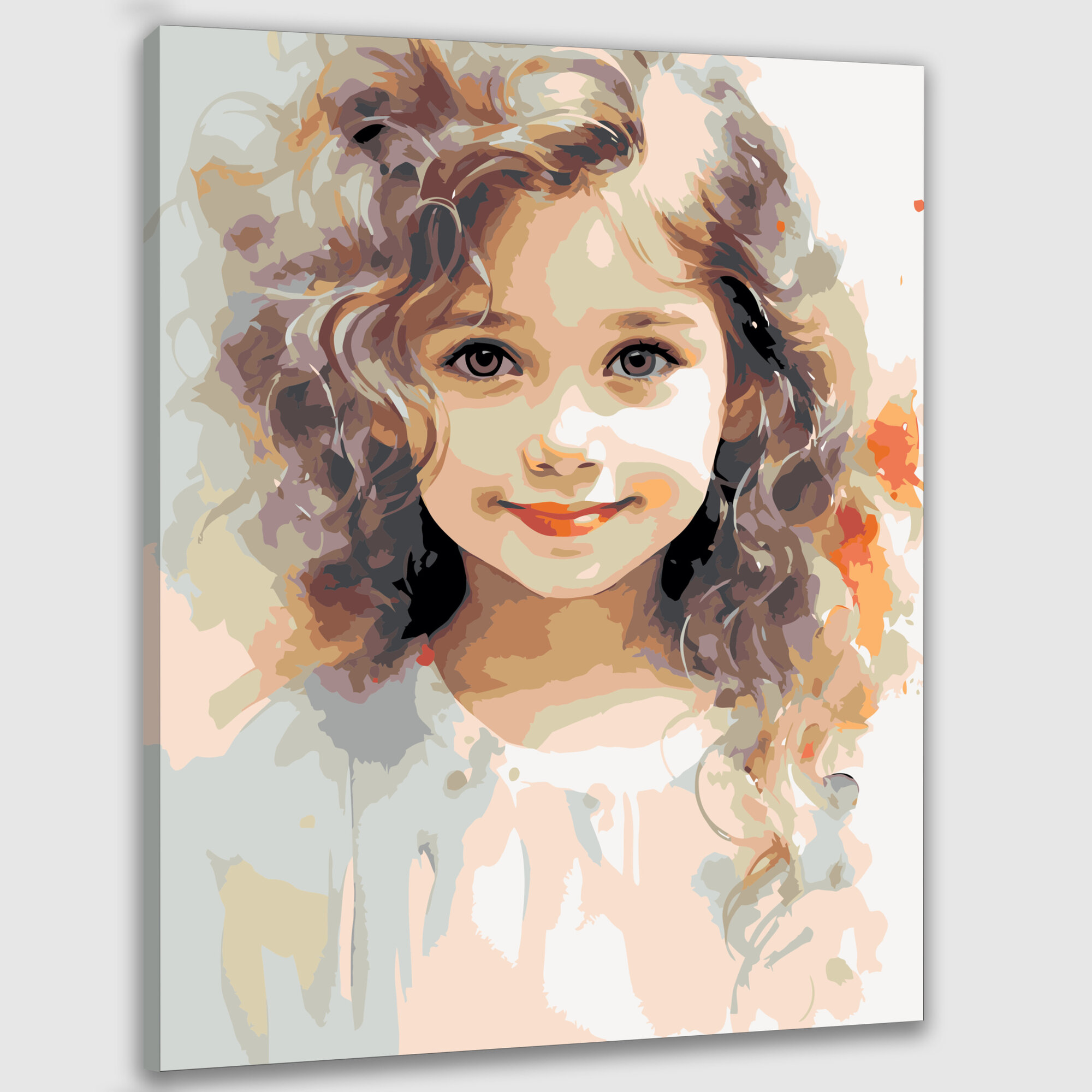 Картина по номерам 40x50 см, акварельное изображение, маленькая девочка, глаза светятся, любопытство, румяные щечки