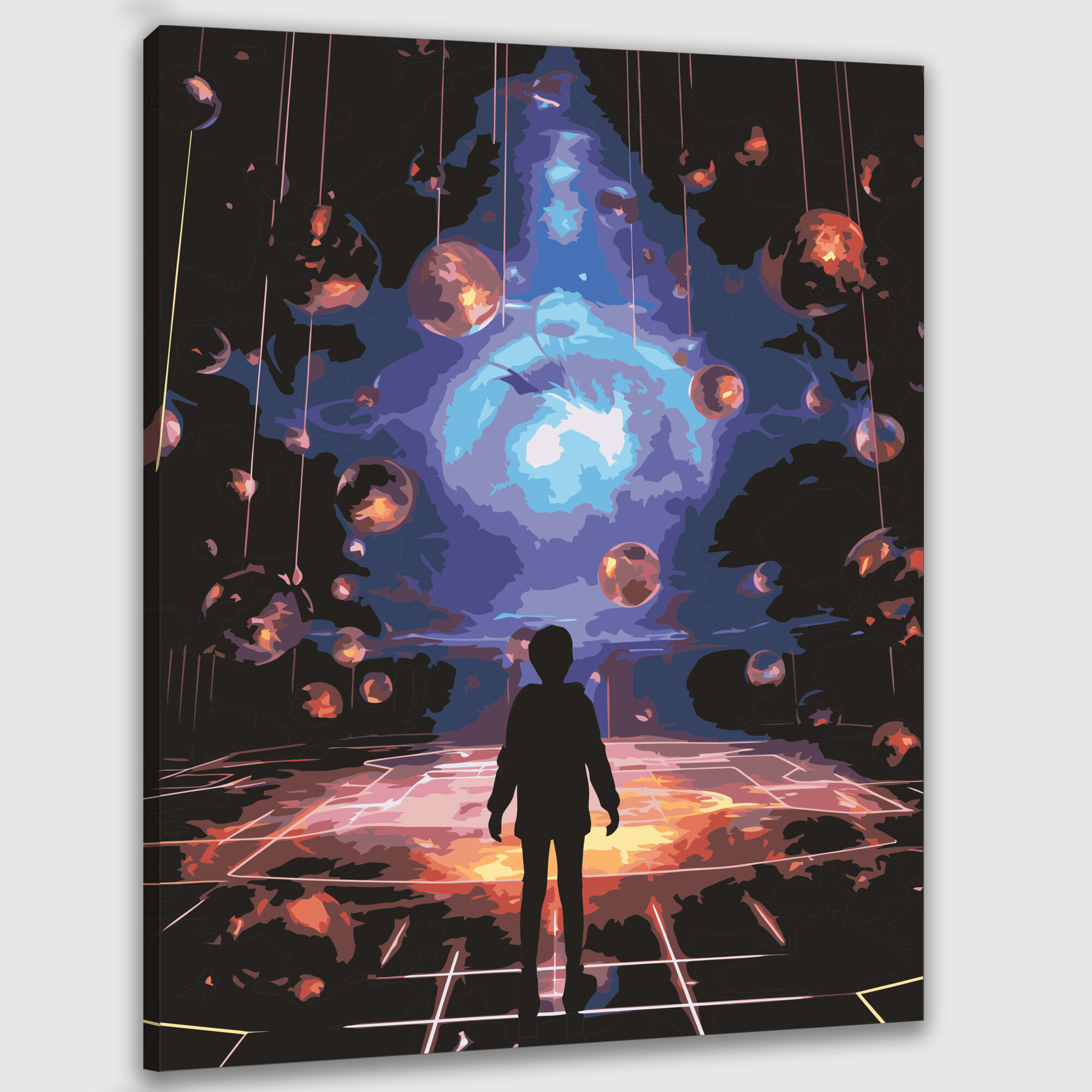 Картина по номерам 40x50 см, виртуальная реальность, чудо-машина, футуристические технологи, голографические дисплеи