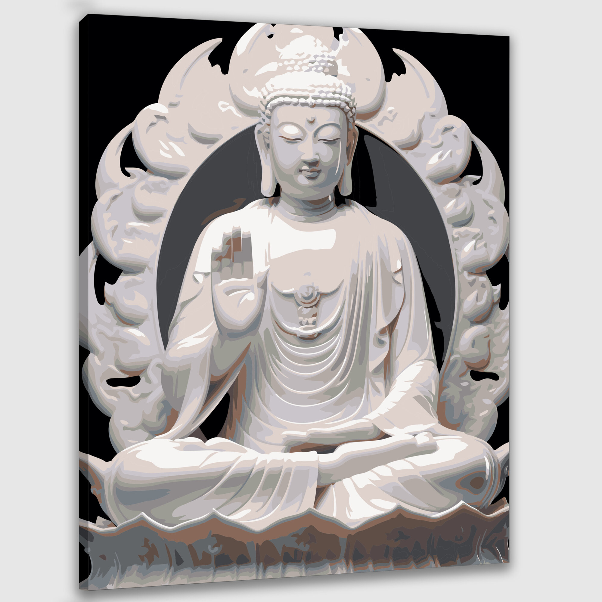 Картина по номерам 40x50 см, Будда, мрамор, медитация, спокойствие, умиротворение, детали, одежда, лицо, тело, реализм