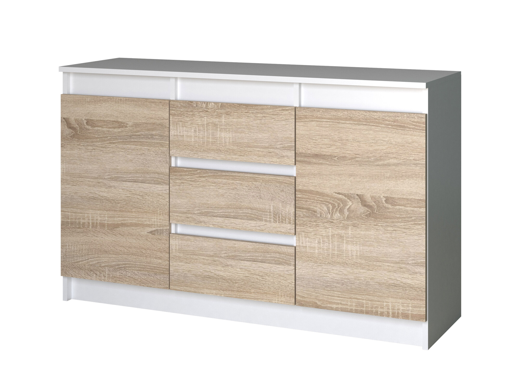 Комод Соло 3-2, дуб сонома/белый, 120х35х75, 3 ящика и 2 дверцы