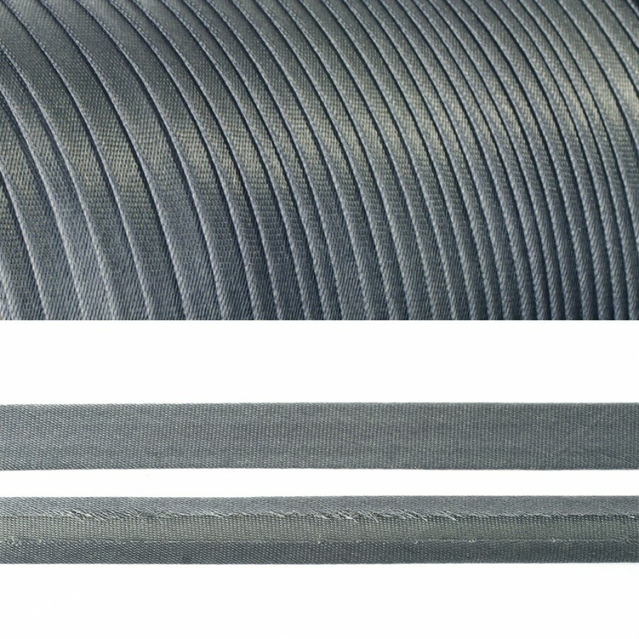 Косая бейка атласная 15мм F316 серый 20м
