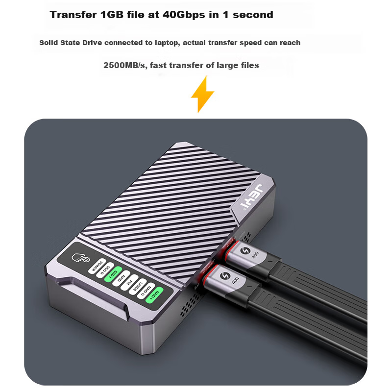 JEYI Type-C full-function cable USB4 Thunderbolt 4 data cable 40Gbps transmission mobile hard disk box cable supports 60W fast charging 15CM