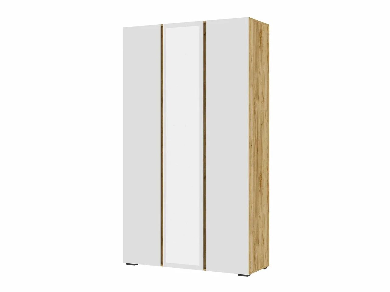 Шкаф 3-х створчатый с зеркалом ШК 02 «Хелен» ЛДСП (Дуб крафт золотой/Белый) 120х47х210
