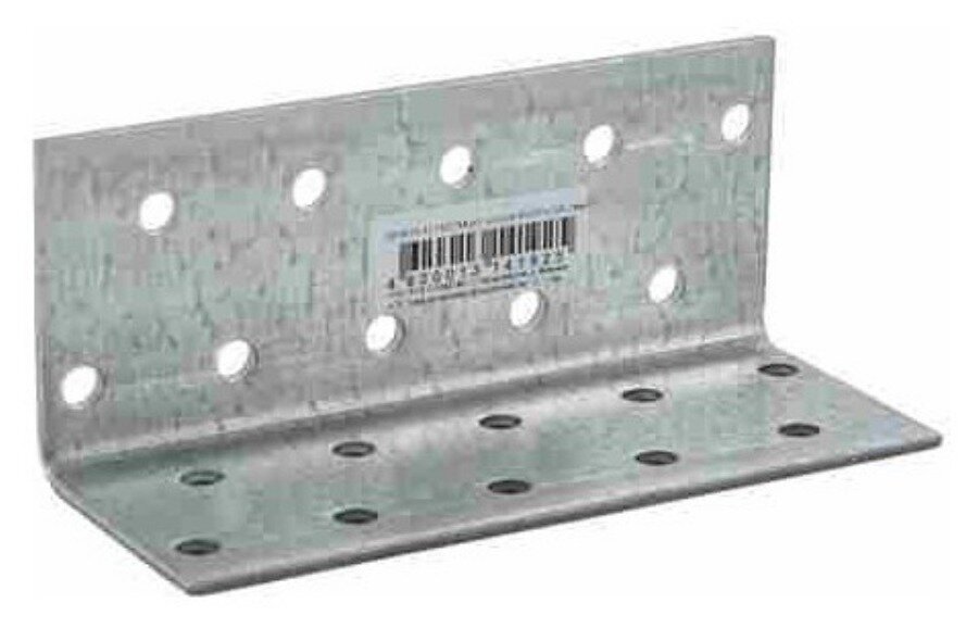 Крепежный уголок Rock Solid Connection / Рок Солид Конекшн перфорированный, из оцинкованной стали, серый, 40х40х100х2мм / строительство и ремонт