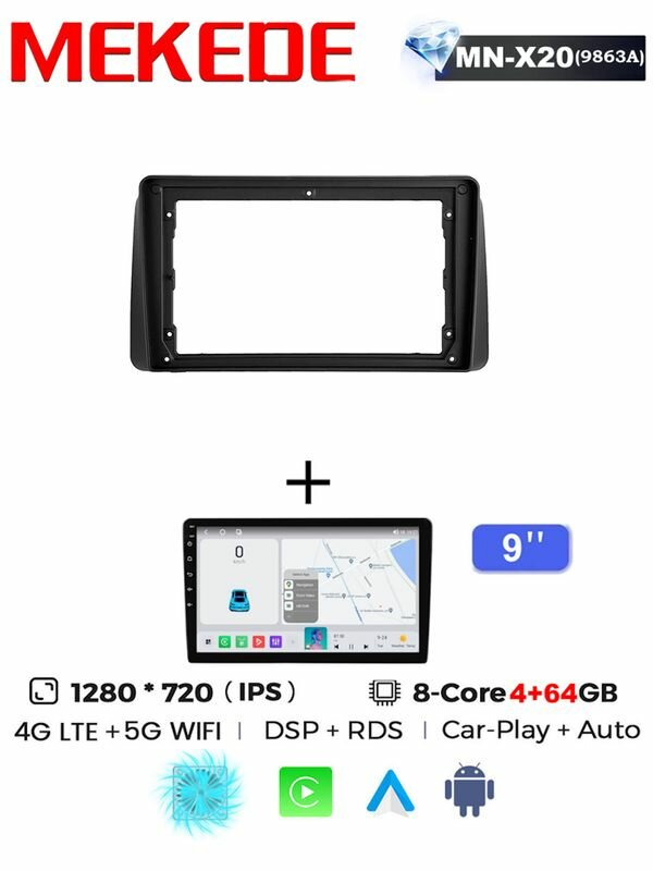Магнитола 9" Mekede MN X20 Pro 4/64 Gb Chrysler Grand Voyager 5 2011-2015 carplay