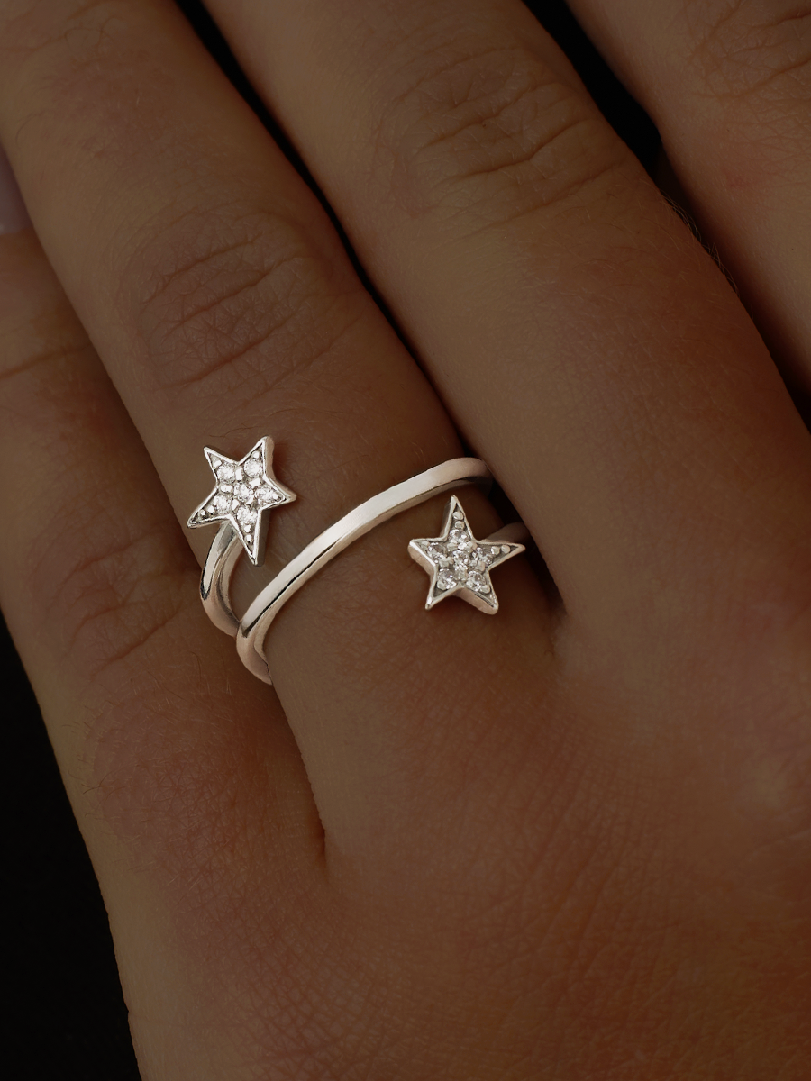 Кольцо тонкое, серебро, 925 проба, родирование, фианит