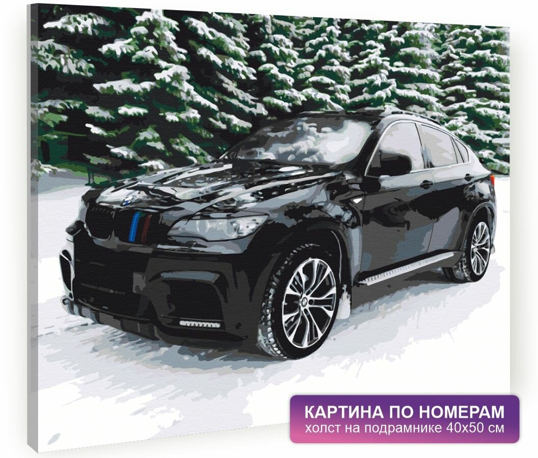 Картина по номерам на холсте с подрамником 40х50 см. Автомобиль, машина. "BMW, БМВ", арт. 7512/
