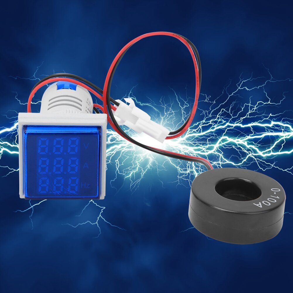 Многофункциональный цифровой измерительный прибор с квадратным 3-значным дисплеем переменного напряжения и тока Hertz TesterBlue