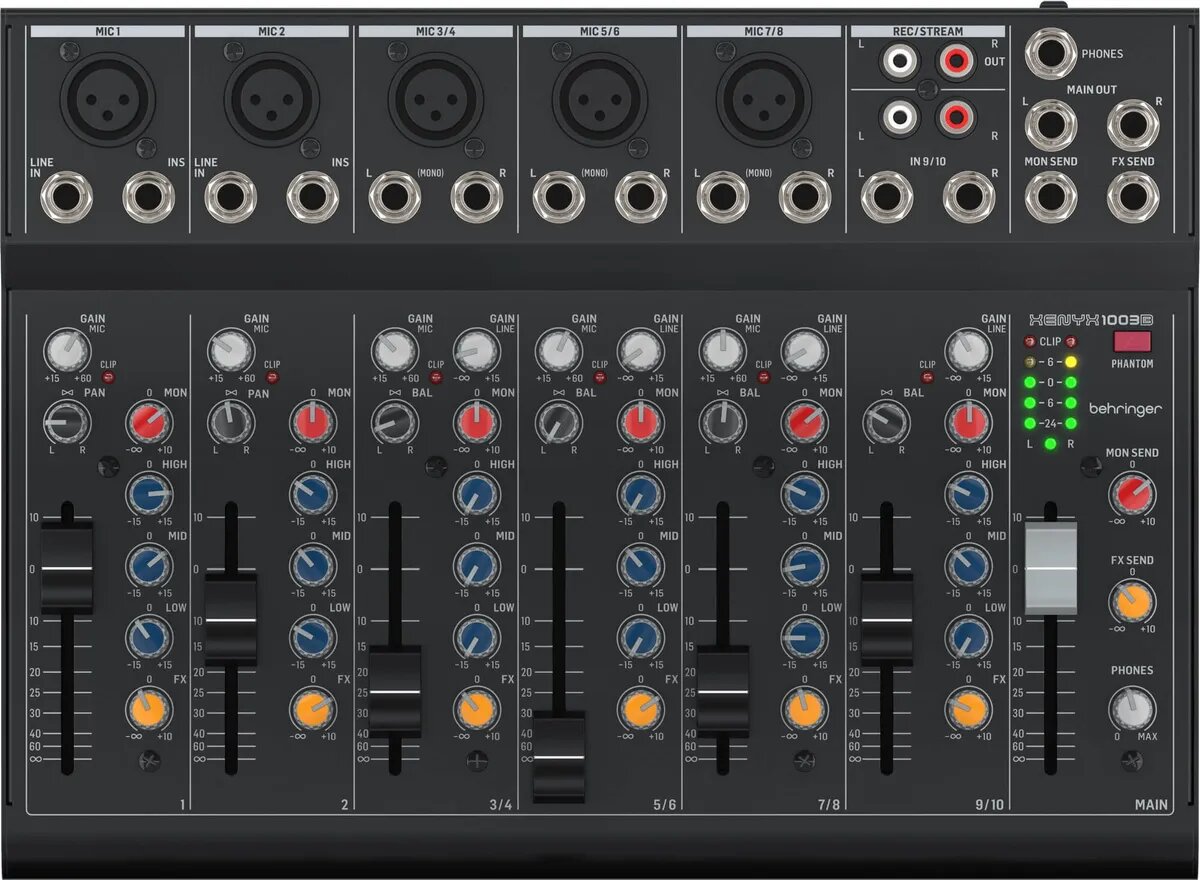 Микшер BEHRINGER XENYX 1003B, 10 каналов, трехполосный эквалайзер