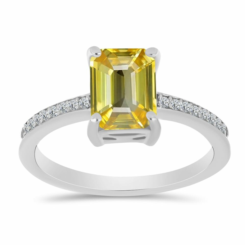 Кольцо тонкое, серебро, 925 проба, родирование, кварц, фианит