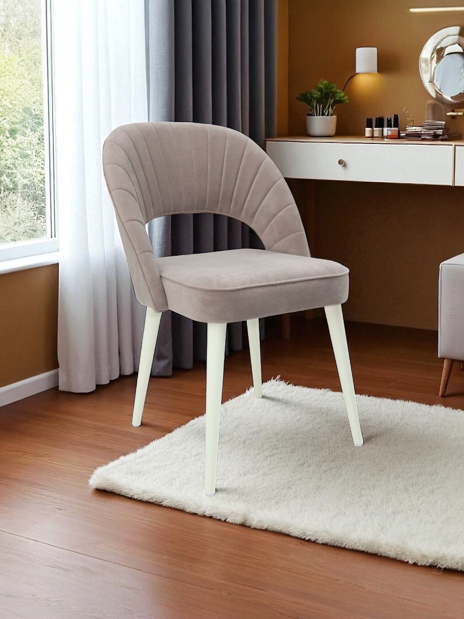 Стул кухонный Ракушка, цвет Смок, ножки слоновая кость, камебель