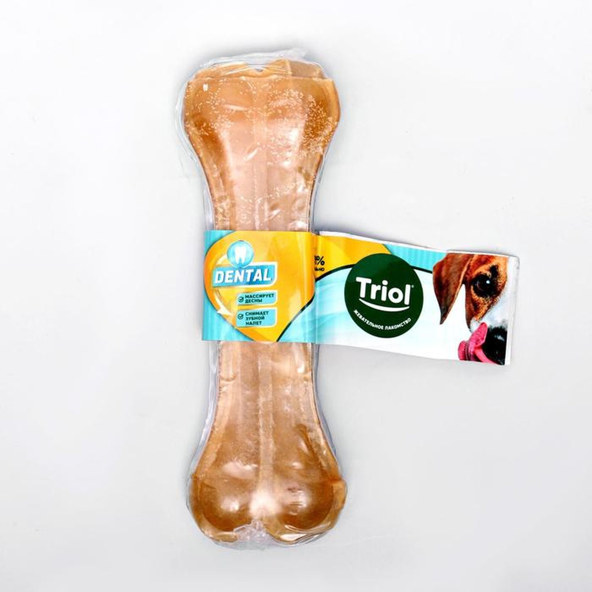 Жевательная косточка Triol DENTAL, для чистки зубов, сыромятная кожа, 12.5 см