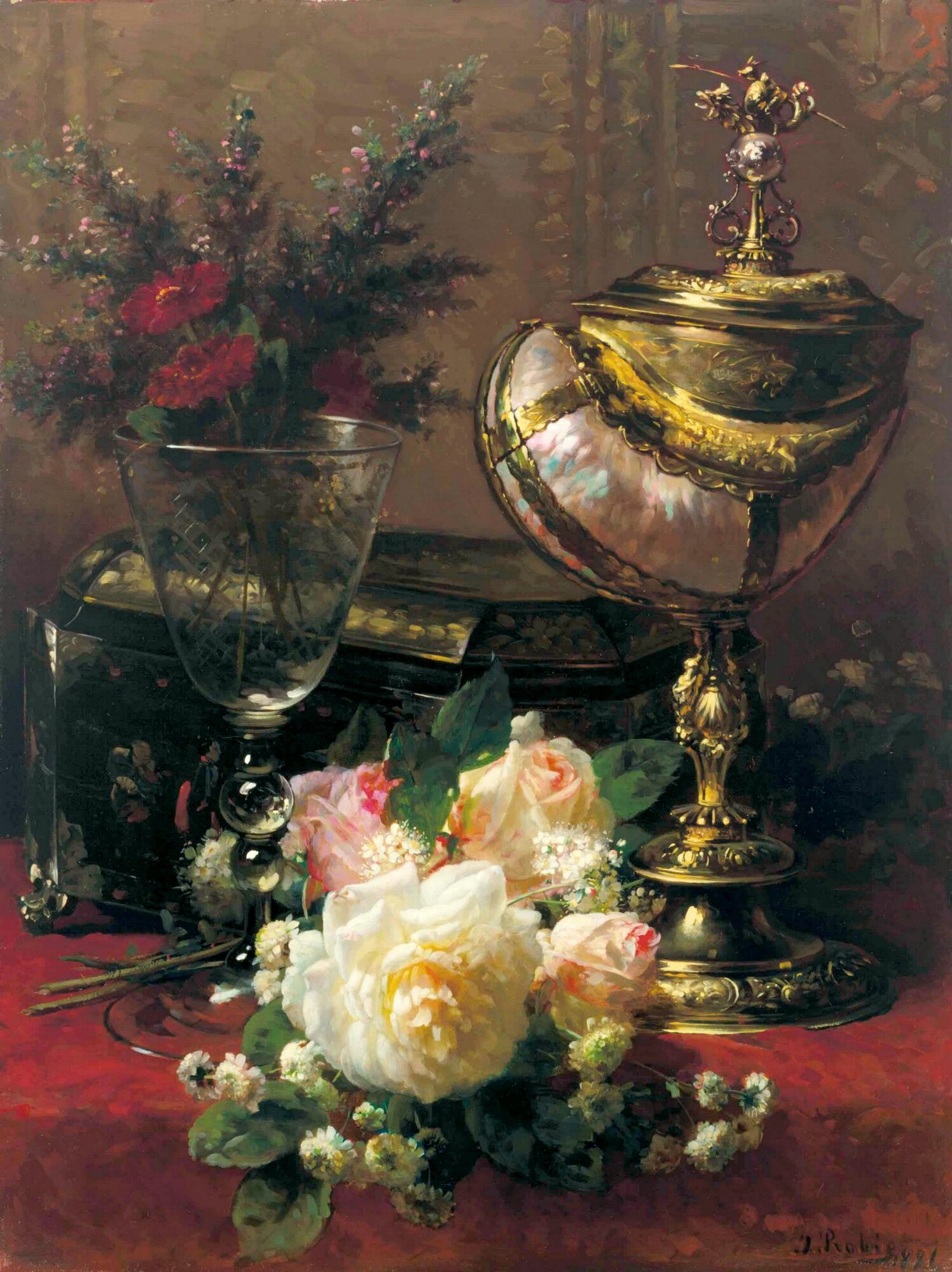 Картина Жана Роби Букет роз и других цветов 60х80 см