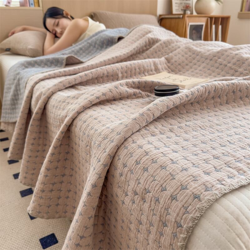 Плед-покрывало 220х240 см, хлопок 100% Трёхслойное марлевое одеяло