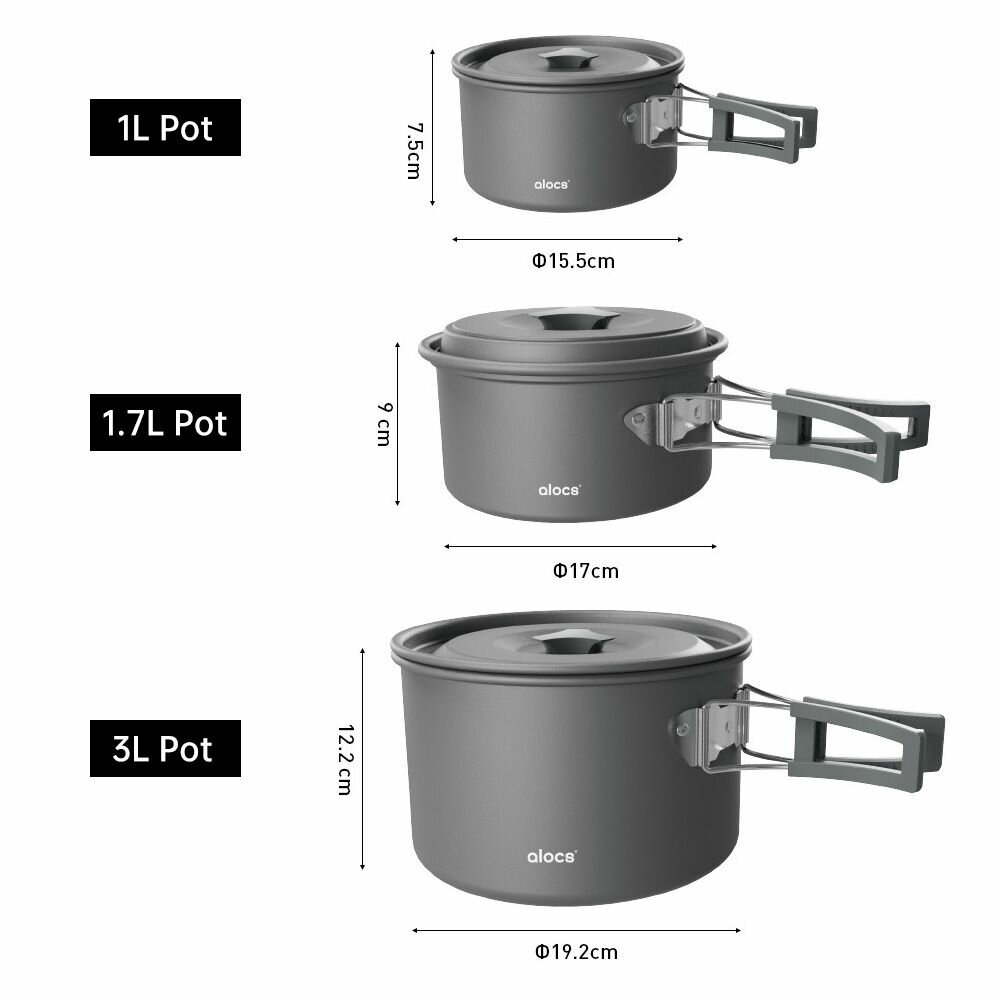 Походная кастрюля из алюминиевого сплава, походная посуда со складной ручкой для пикника на природе