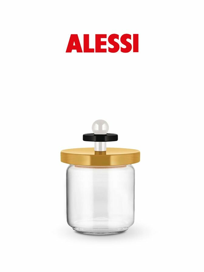 Банка для хранения Alessi ES16Y75, стекло и дерево, 750 мл, желтый