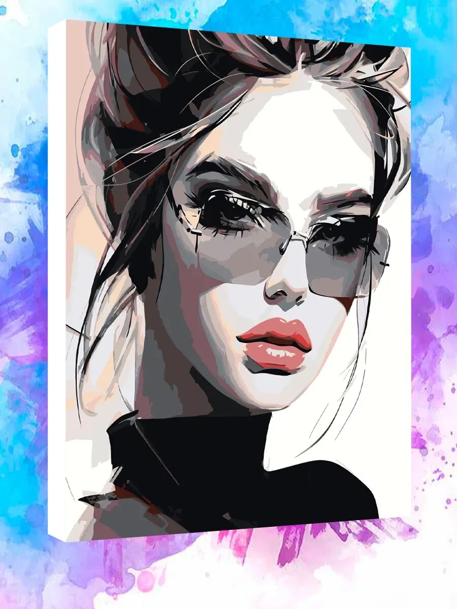 Картина по номерам Девушка в очках Портрет