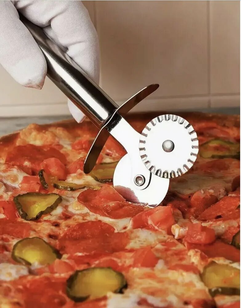 Ролик для теста, двухколесный, нержавеющая сталь, длина 18,4см, ширина 7,2см