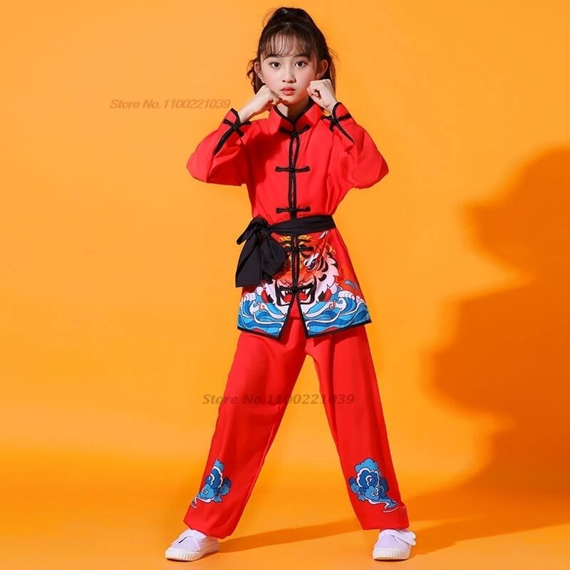 Детская униформа ушу вискоза хлопок тигр 160, color3