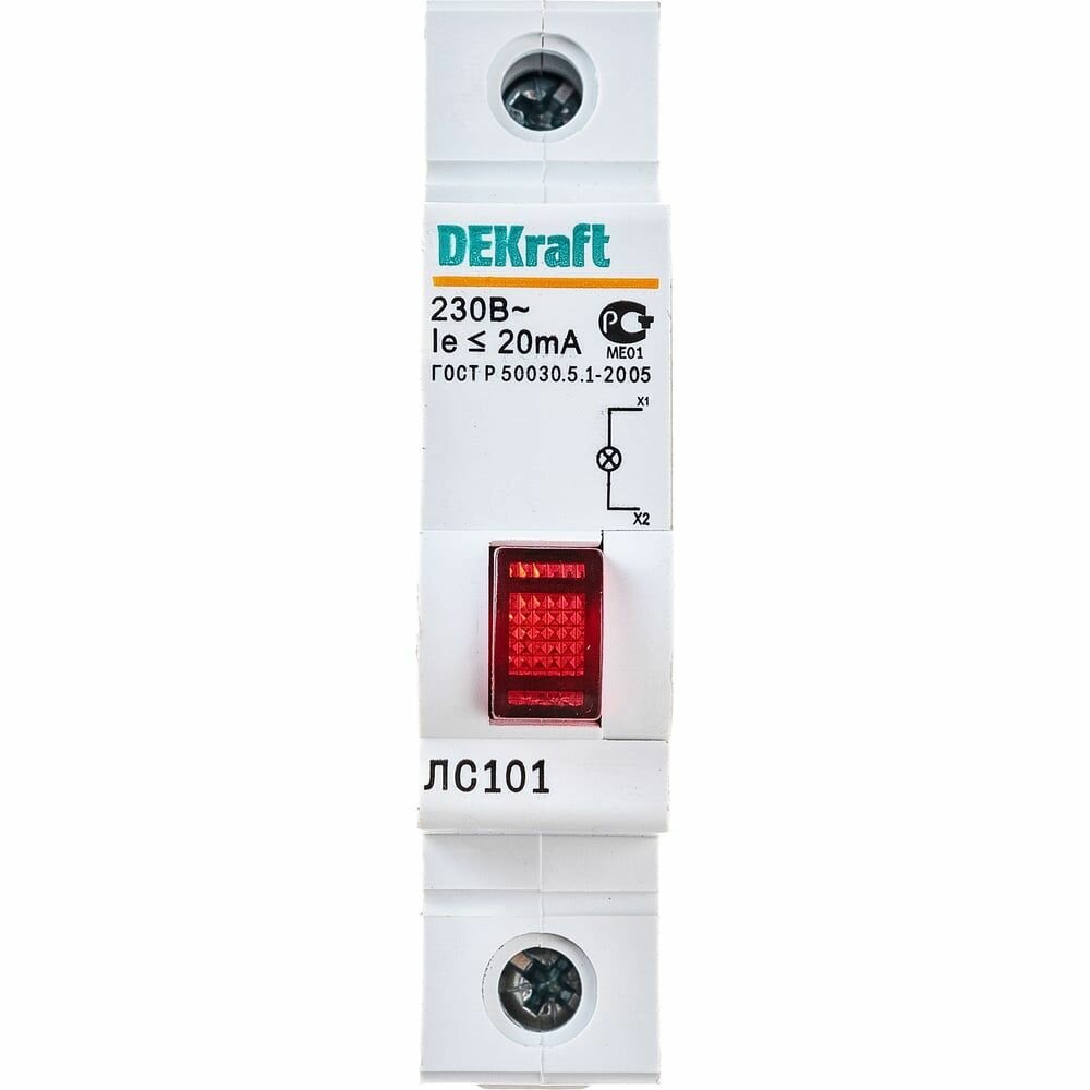Лампа сигнальная ЛС-101 на DIN-рейку 1p красн. LED DEKraft 18002DEK