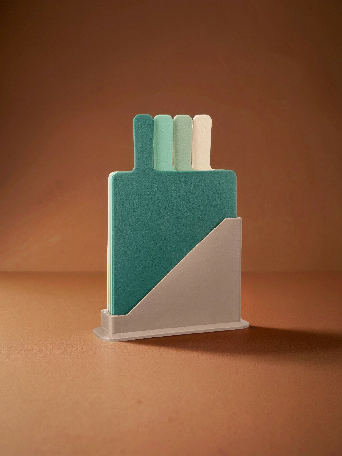 Разделочные доски Agness, набор 4 шт, на подставке, пластиковые