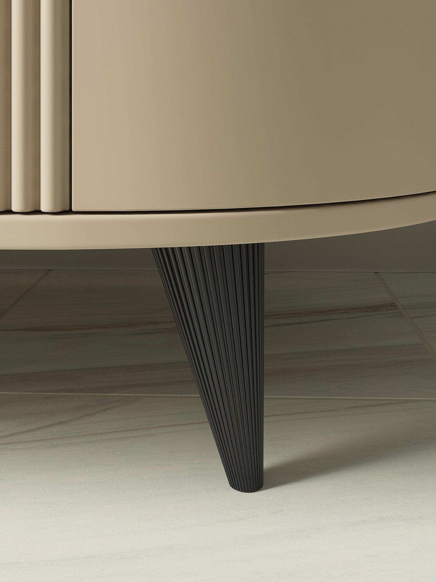 Опора мебельная Богема нерегулируемая рифленая , черный, ножки для мебели 4 штуки в комплекте