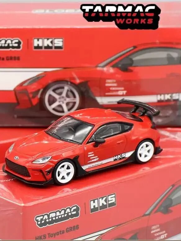 Машинка Tarmac Works TW 1/64 Toyota GR 86 HKS two-door hardtop 2-generation ZD Die-cast Alloy Car Model Collection Display Gift