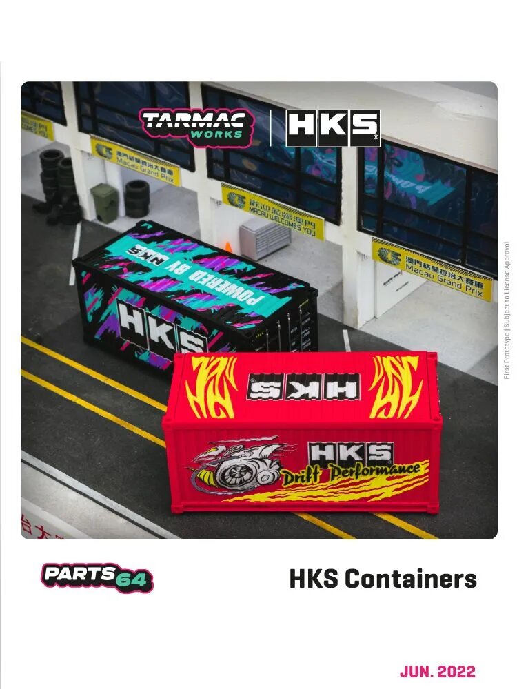 Машинка Tarmac Works TW 1/64 HKS cargo box X2 infinite painting concentrated compartment scene decoration Die-cast Alloy Car Model Collection Display Gift