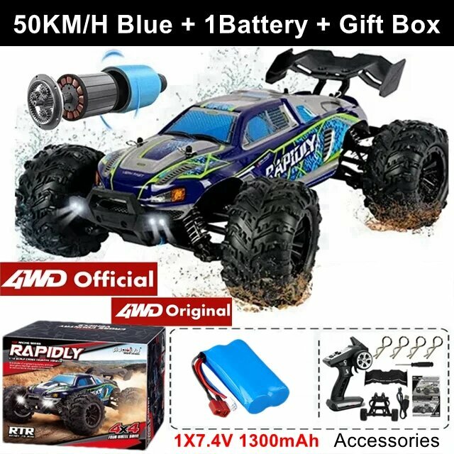 Радиоуправляемый внедорожник 4WD, Синий, 50 км/ч