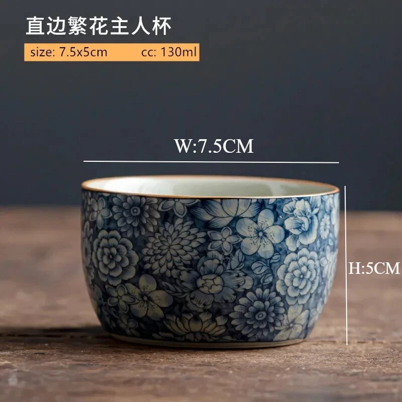 Керамическая чашка JINGDE TEA SET сине-белая