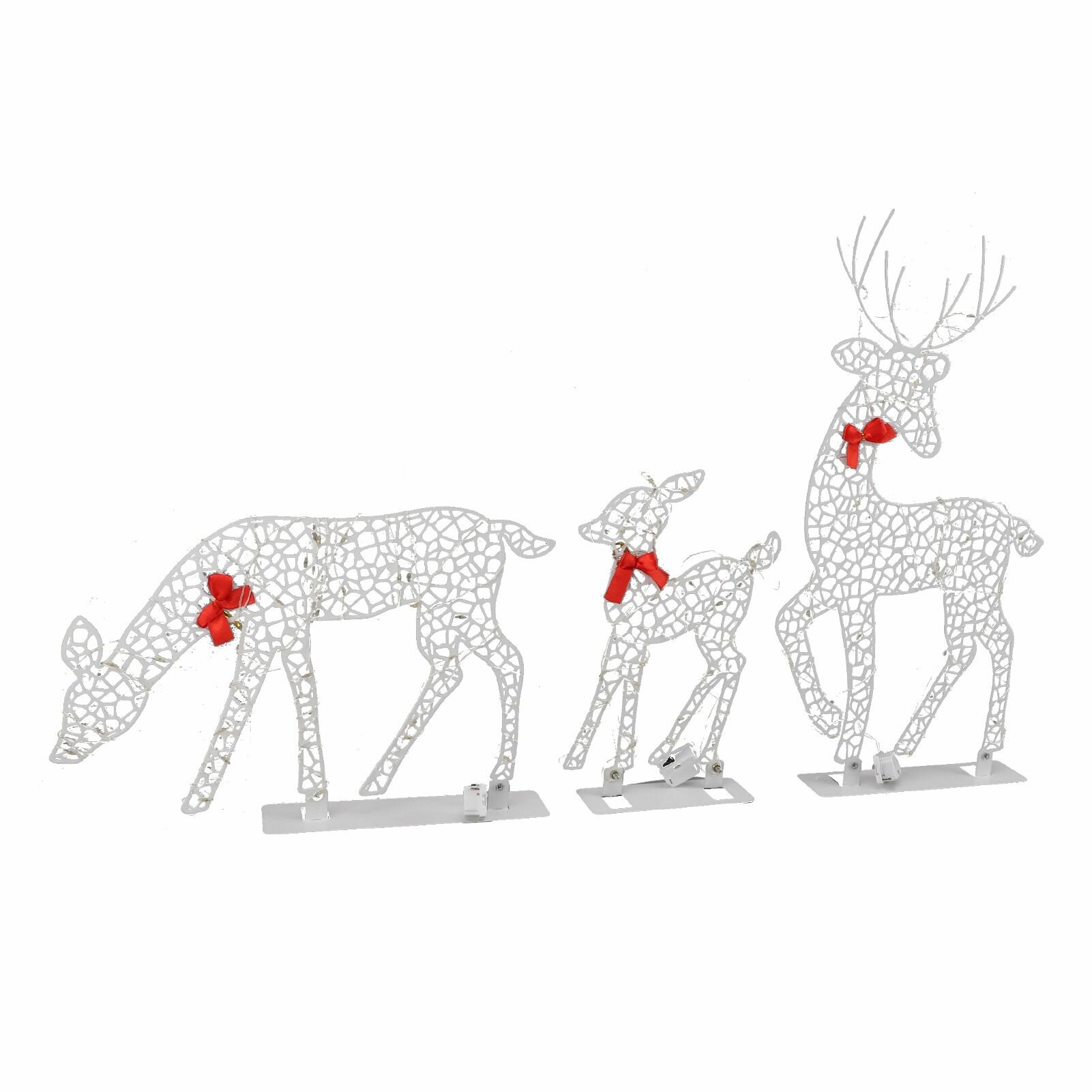 3 шт. Новогодний набор из световых оленей для дома, теплый белый свет, железо, LED оленя-семейство, декор для наружного и внутреннего использования - 01, характеристики и материал