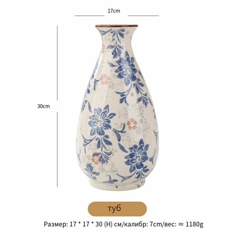 Высококачественное украшение-ретро китайская синяя и белая фарфоровая керамическая ваза-украшение дома для гостиной